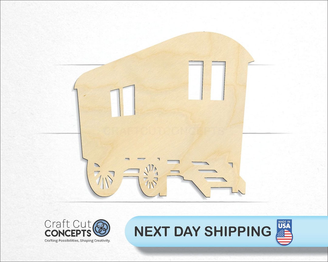 Gypsy Wagon Laser Cut Unfinished Wood Cutout Craft Shapes - Etsy