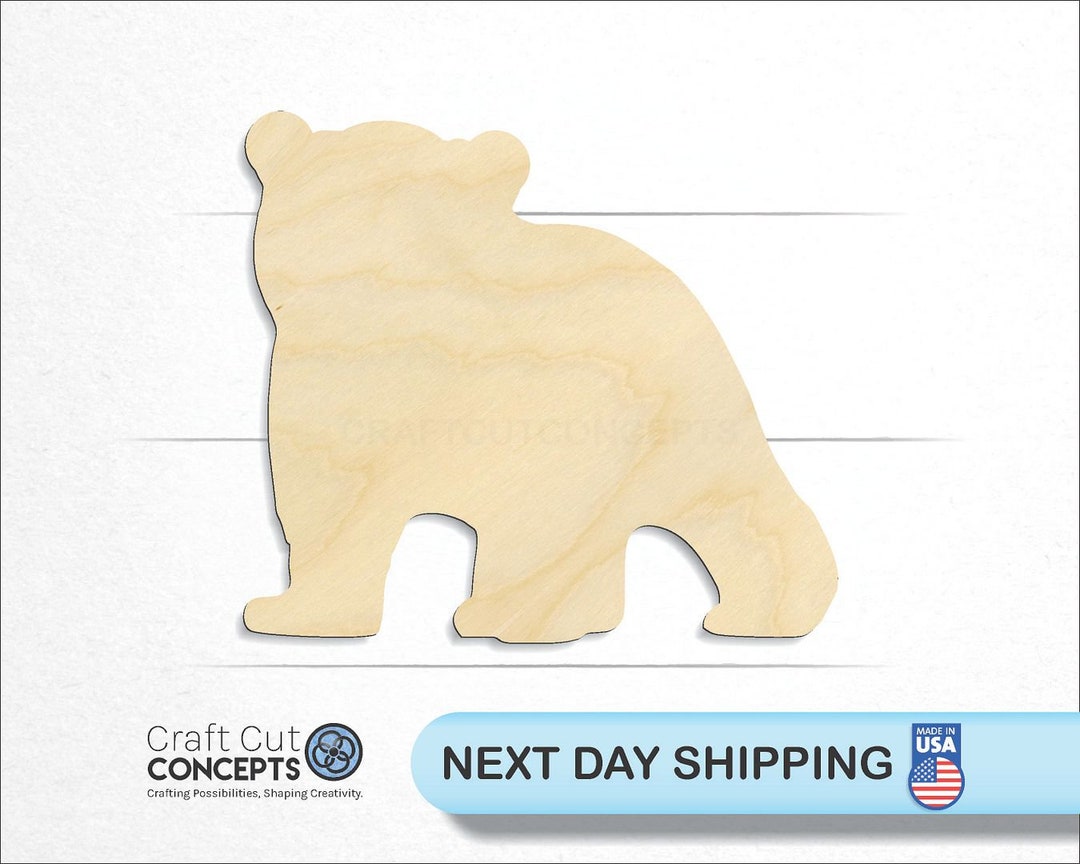 Bear Cub - Laser Cut Unfinished Wood Cutout Craft Shapes - Etsy