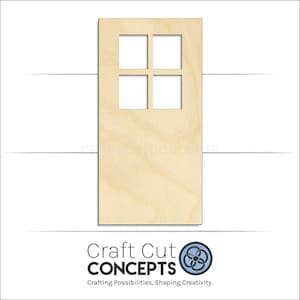 Door With Windows - Laser Cut Unfinished Wood Cutout Craft Shapes - Etsy