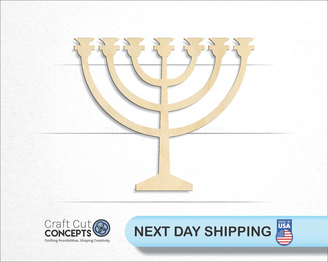 Menorah - Laser Cut Unfinished Wood Cutout Craft Shapes - Etsy