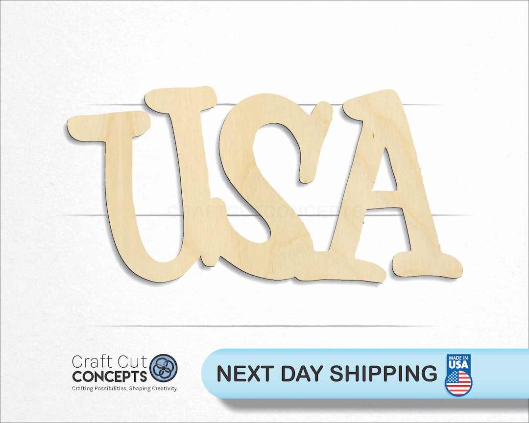 USA Patriotic Letters - Laser Cut Unfinished Wood Cutout Craft Shapes ...