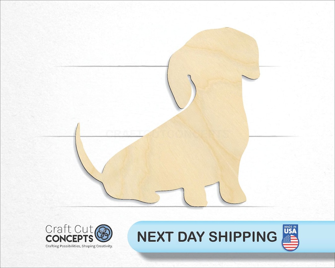 Playful Dachshund - Laser Cut Unfinished Wood Cutout Craft Shapes - Etsy