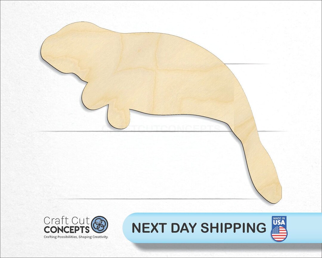 Manatee Calve Sea Cow - Laser Cut Unfinished Wood Cutout Craft Shapes ...