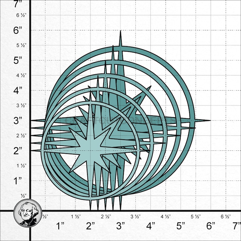 Compass Rose Pattern Star Sharp Six Point Star Large & Small - Etsy