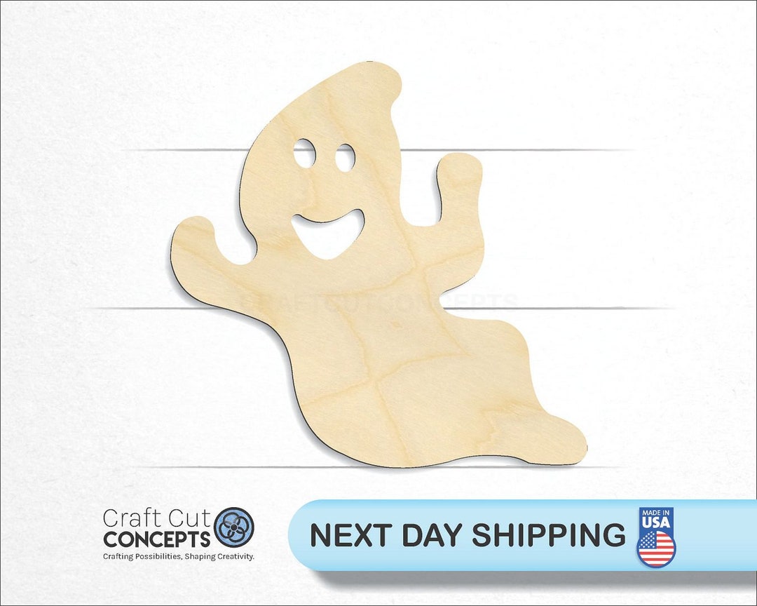 Spooky Halloween Ghost - Laser Cut Unfinished Wood Cutout Craft Shapes ...