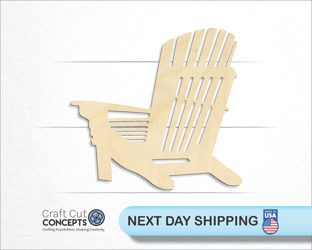 Adirondack Beach Chair - Laser Cut Unfinished Wood Cutout Craft Shapes ...