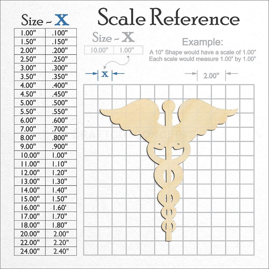 Caduceus Medical Logo - Laser Cut Unfinished Wood Cutout Craft Shapes ...