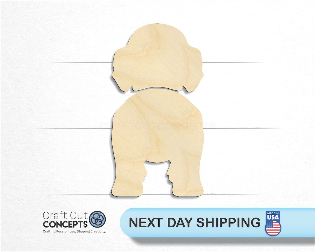 Labradoodle Dog Front Back Silhouette - Laser Cut Unfinished Wood ...