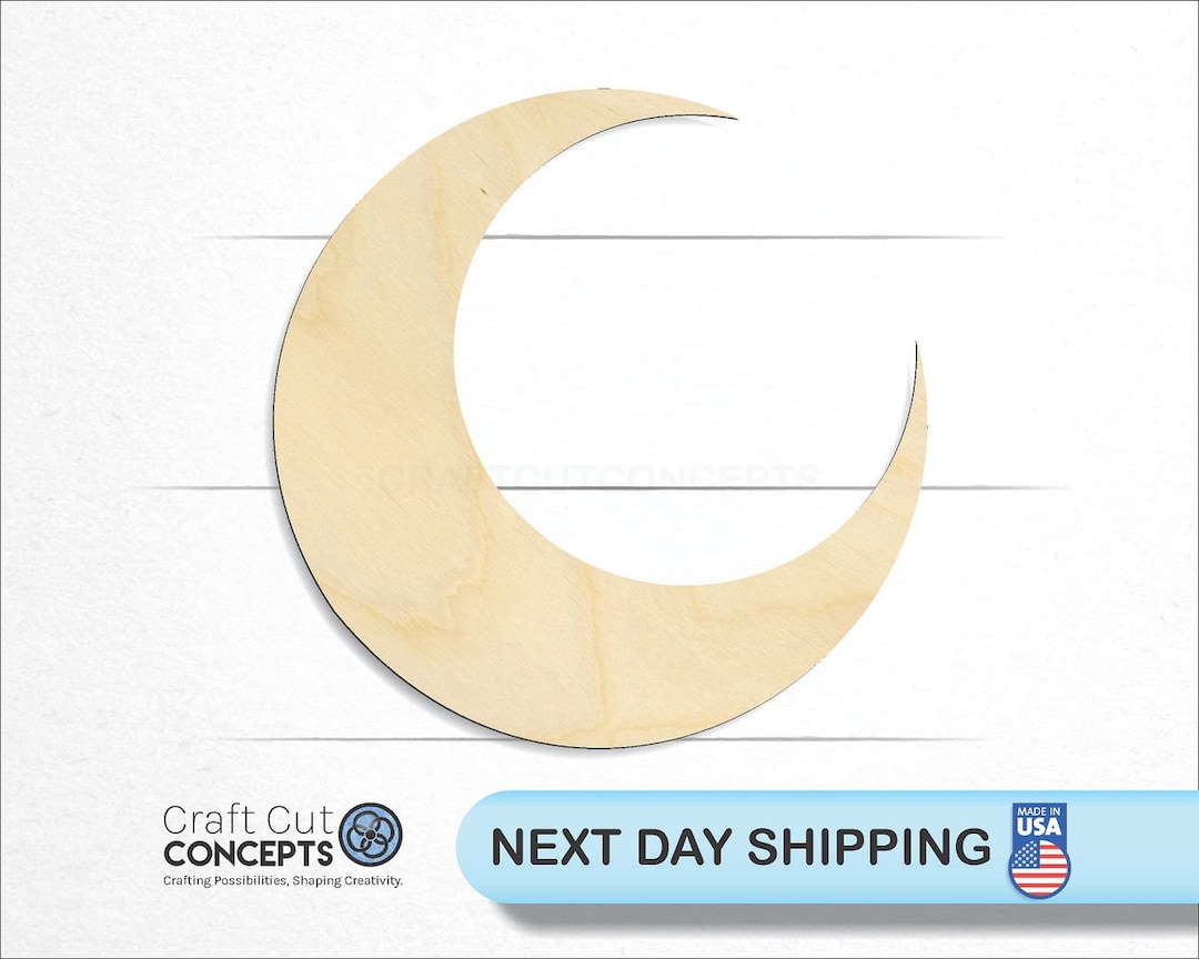 Crescent Moon - Laser Cut Unfinished Wood Cutout Craft Shapes - Etsy