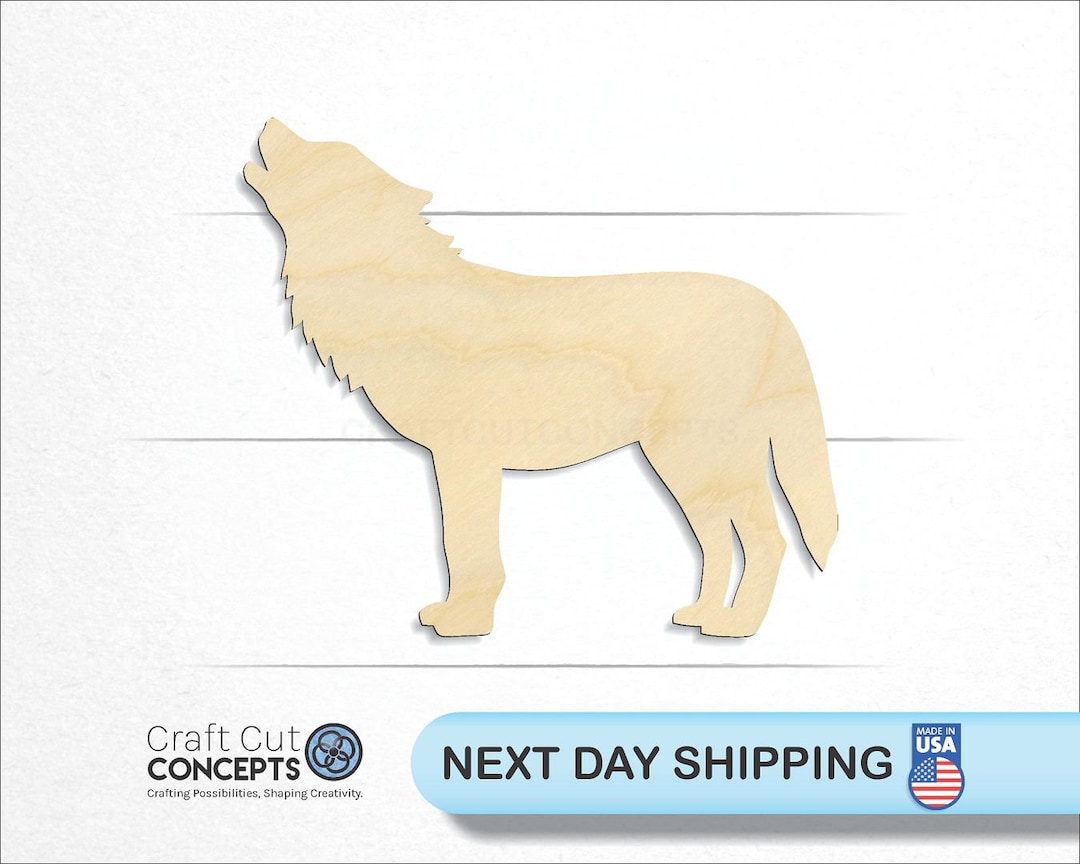 Howling Wolf - Laser Cut Unfinished Wood Cutout Craft Shapes - Etsy