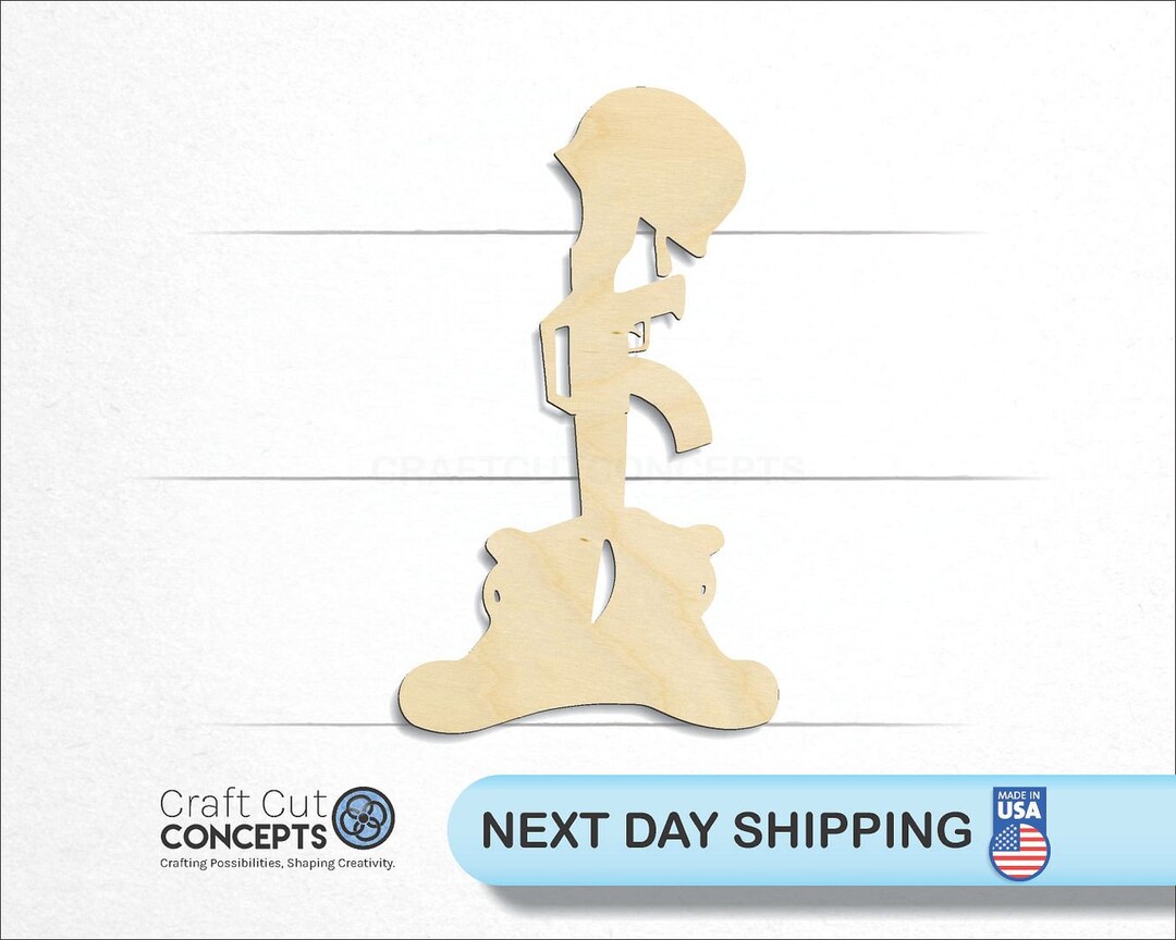 Fallen Soldier Memorial - Laser Cut Unfinished Wood Cutout Craft Shapes ...