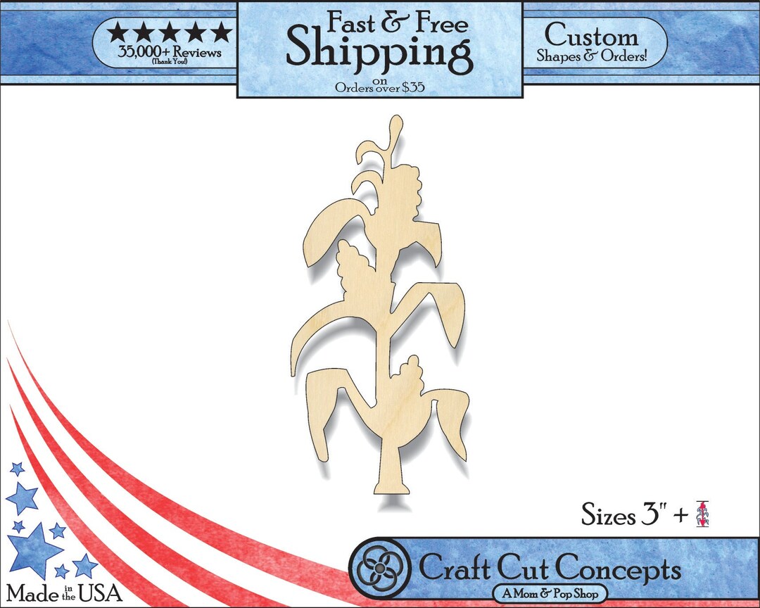 Corn Stalk Shape Large & Small Pick Size Unfinished Wood - Etsy