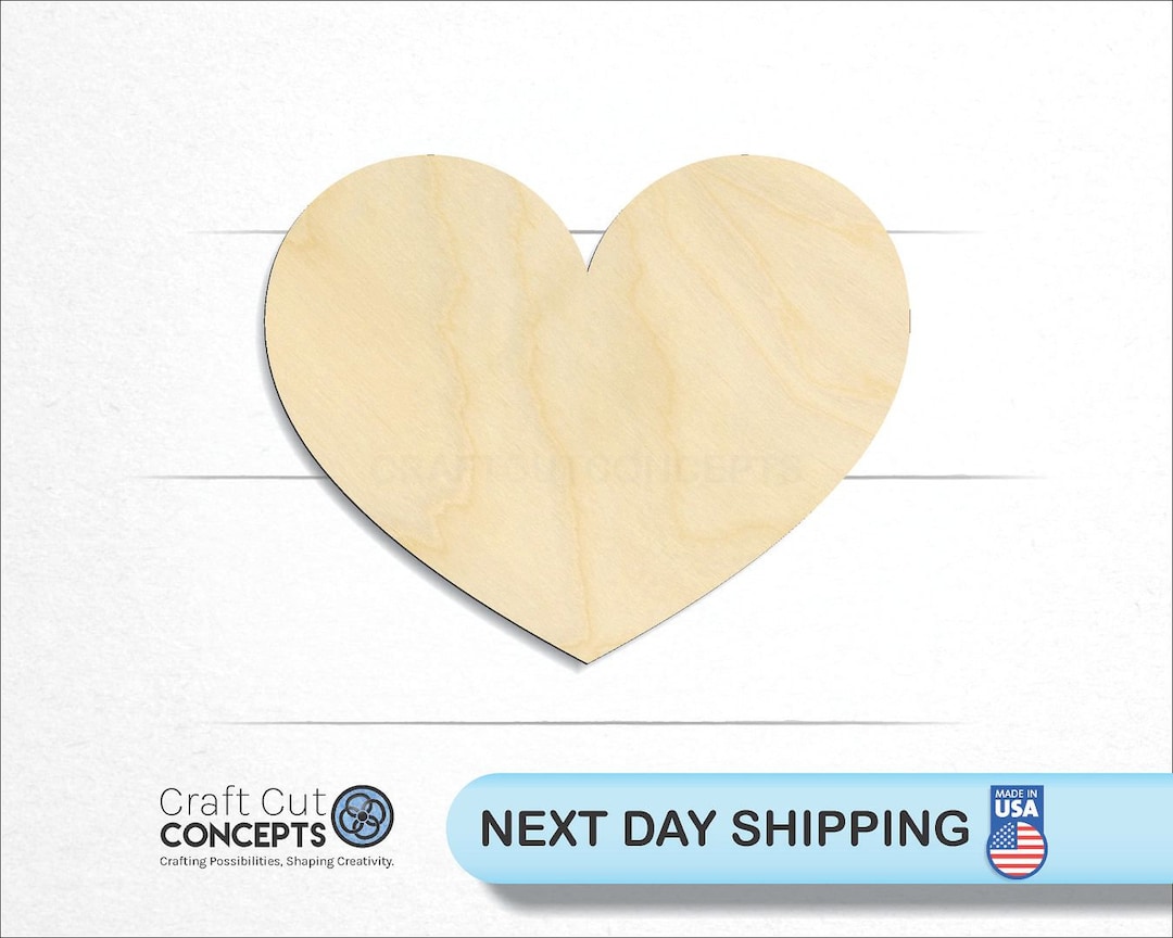 Heart - Laser Cut Unfinished Wood Cutout Craft Shapes - Etsy