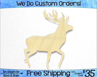 Deer Laser Cut Out Unfinished Wood Shape Craft Supply DER12 - Etsy