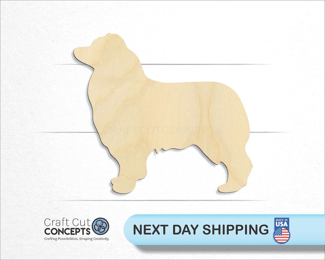 Australian Shepard Dog - Laser Cut Unfinished Wood Cutout Craft Shapes ...