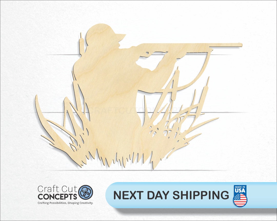 Duck Hunter Silhouette - Laser Cut Unfinished Wood Cutout Craft Shapes ...