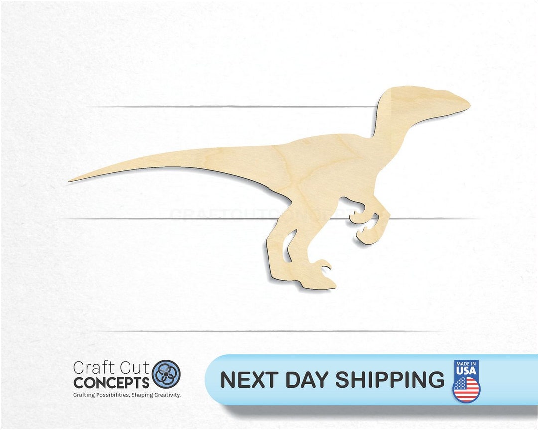 Raptor Meat Eating Dinosaur - Laser Cut Unfinished Wood Cutout Craft ...