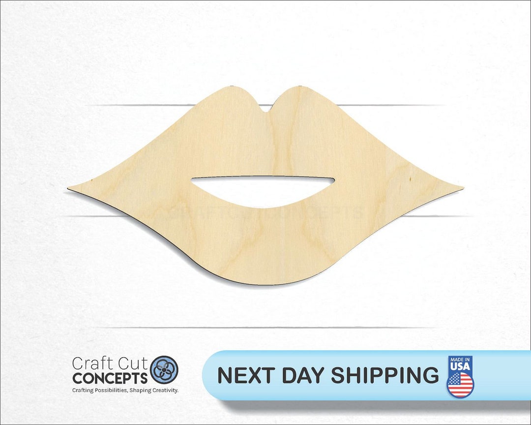Lips Kiss - Laser Cut Unfinished Wood Cutout Craft Shapes - Etsy