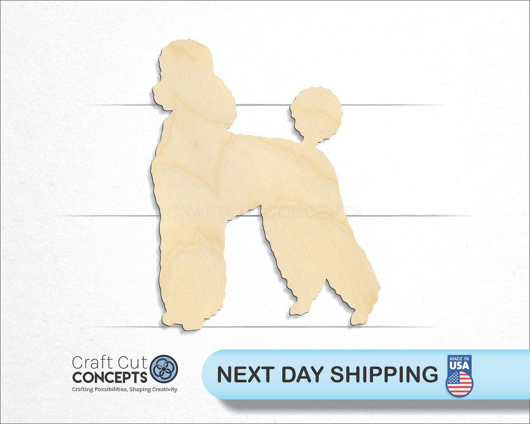 Groomed Poodle Dog - Laser Cut Unfinished Wood Cutout Craft Shapes - Etsy