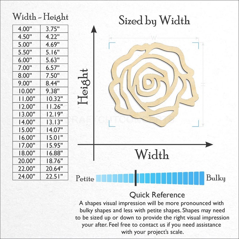 Rose Flower - Large & Small - Pick Size - Laser Cut Unfinished Cutout ...