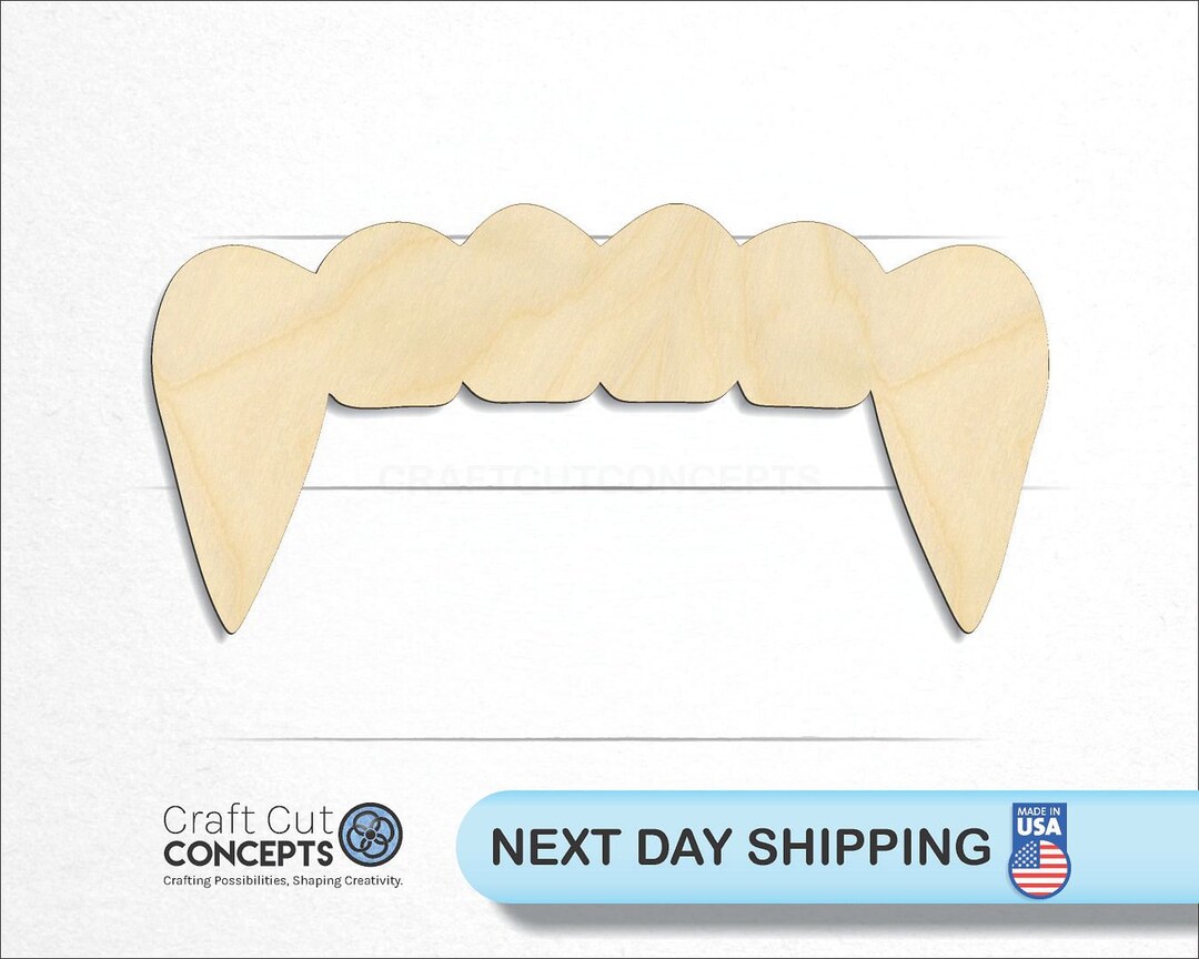 Halloween Vampire Teeth - Laser Cut Unfinished Wood Cutout Craft Shapes ...