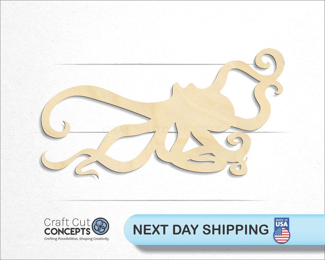 Pacific Octopus - Laser Cut Unfinished Wood Cutout Craft Shapes - Etsy