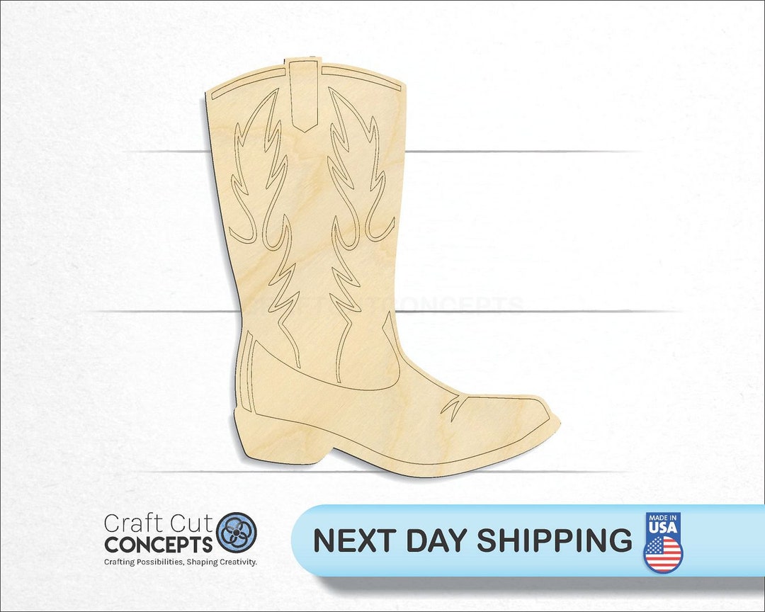 Cowboy Boot - Laser Cut Unfinished Wood Cutout Craft Shapes - Etsy