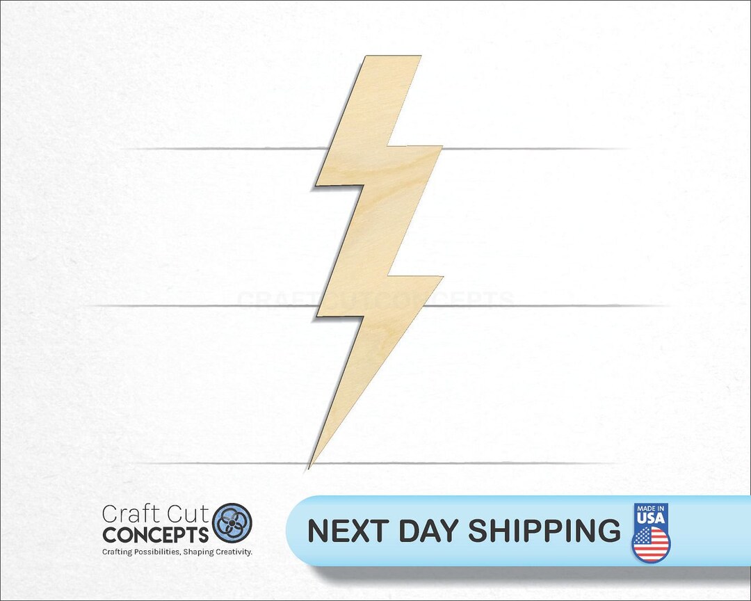 Lightening Bolt Shape - Laser Cut Unfinished Wood Cutout Craft Shapes ...