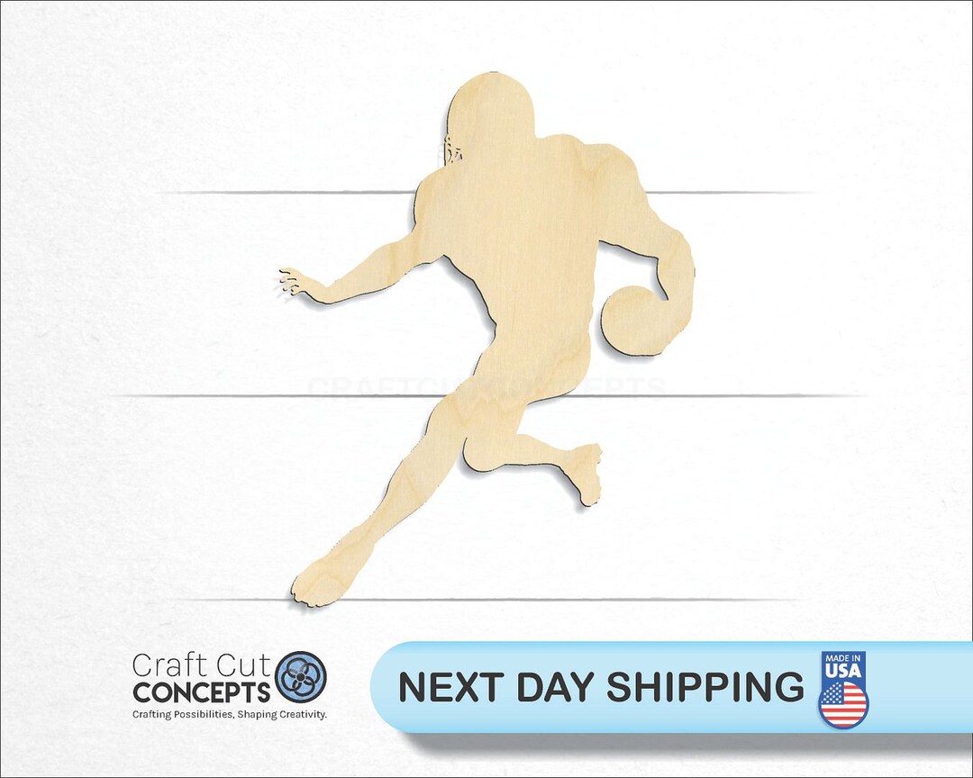 Football Player Sideline Player Silhouette - Laser Cut Unfinished Wood ...
