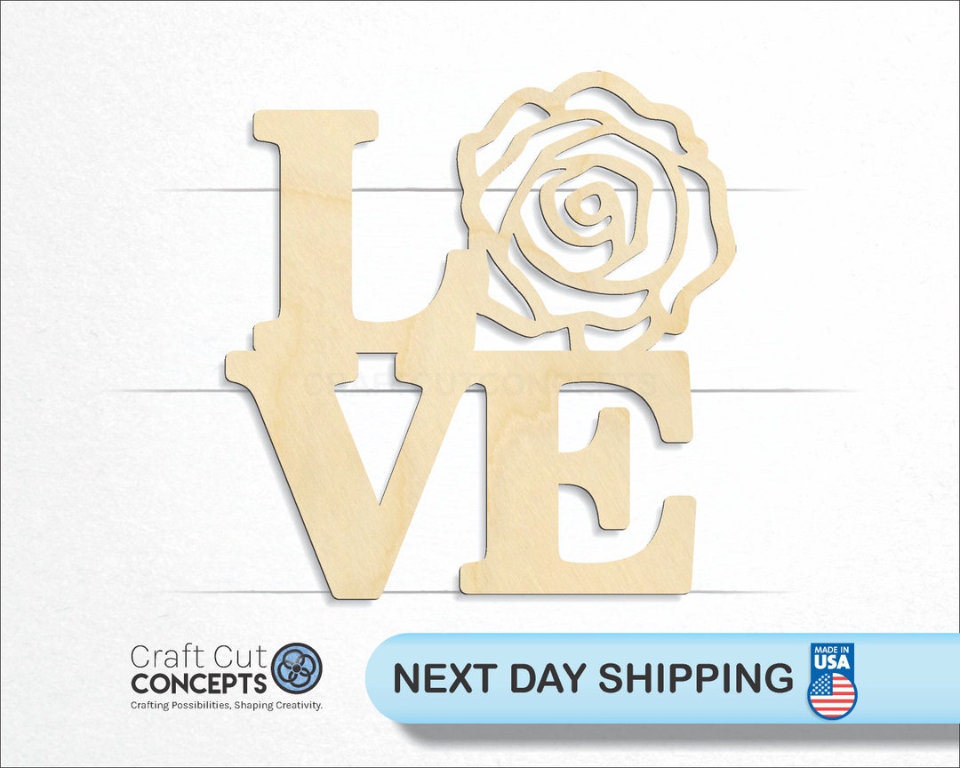 Love Rose Sign - Laser Cut Unfinished Wood Cutout Craft Shapes - Etsy