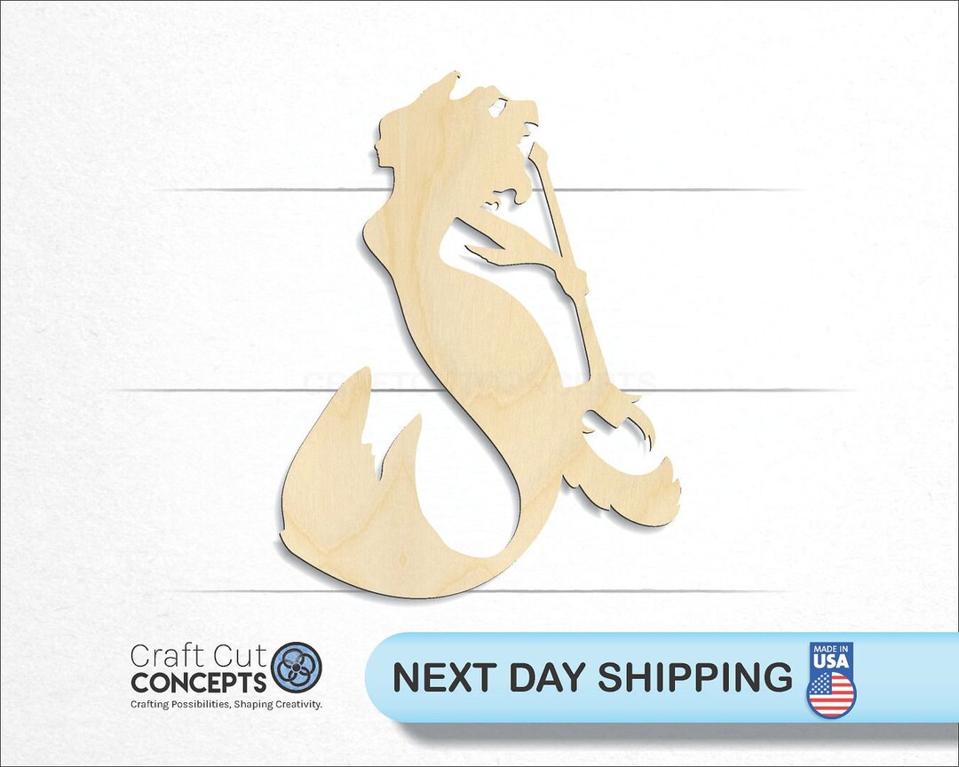 Mermaid - Laser Cut Unfinished Wood Cutout Craft Shapes - Etsy