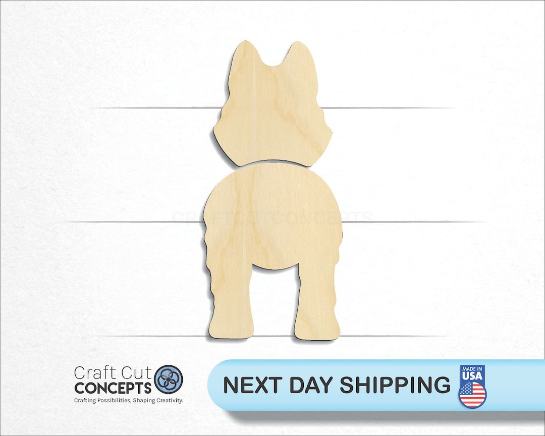 Husky Dog Front Back Silhouette Laser Cut Unfinished Wood Cutout Craft ...
