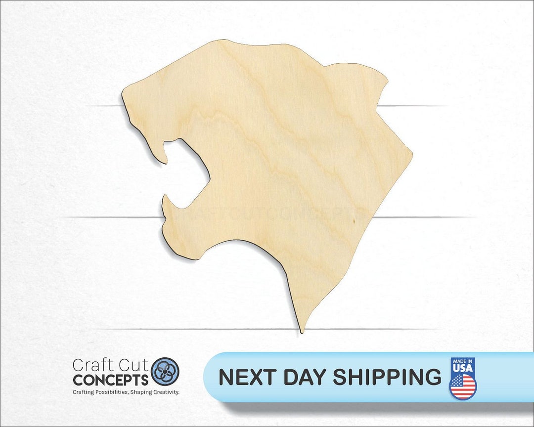 Cougar Big Cat Head - Laser Cut Unfinished Wood Cutout Craft Shapes - Etsy