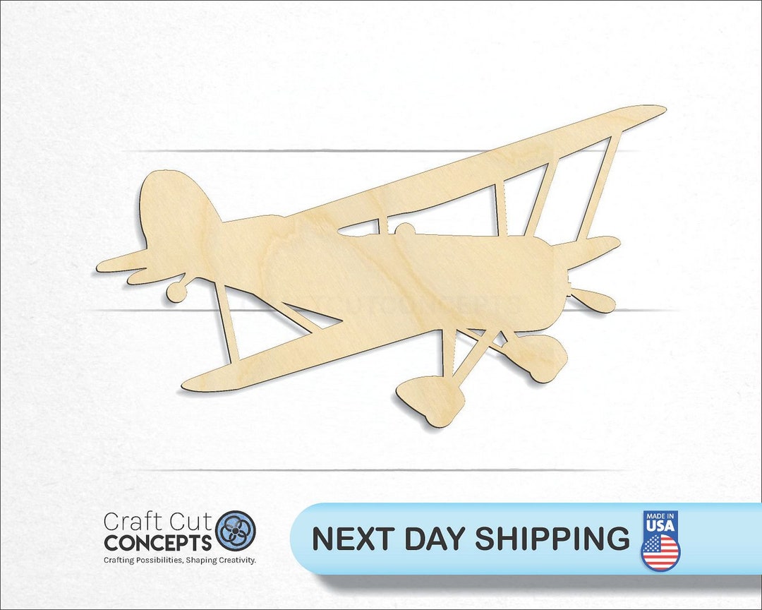 Biplane - Laser Cut Unfinished Wood Cutout Craft Shapes - Etsy