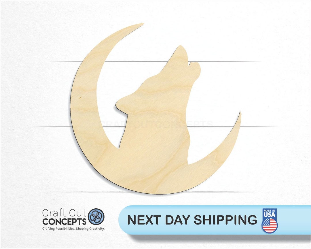 Howling Wolf - Laser Cut Unfinished Wood Cutout Craft Shapes - Etsy