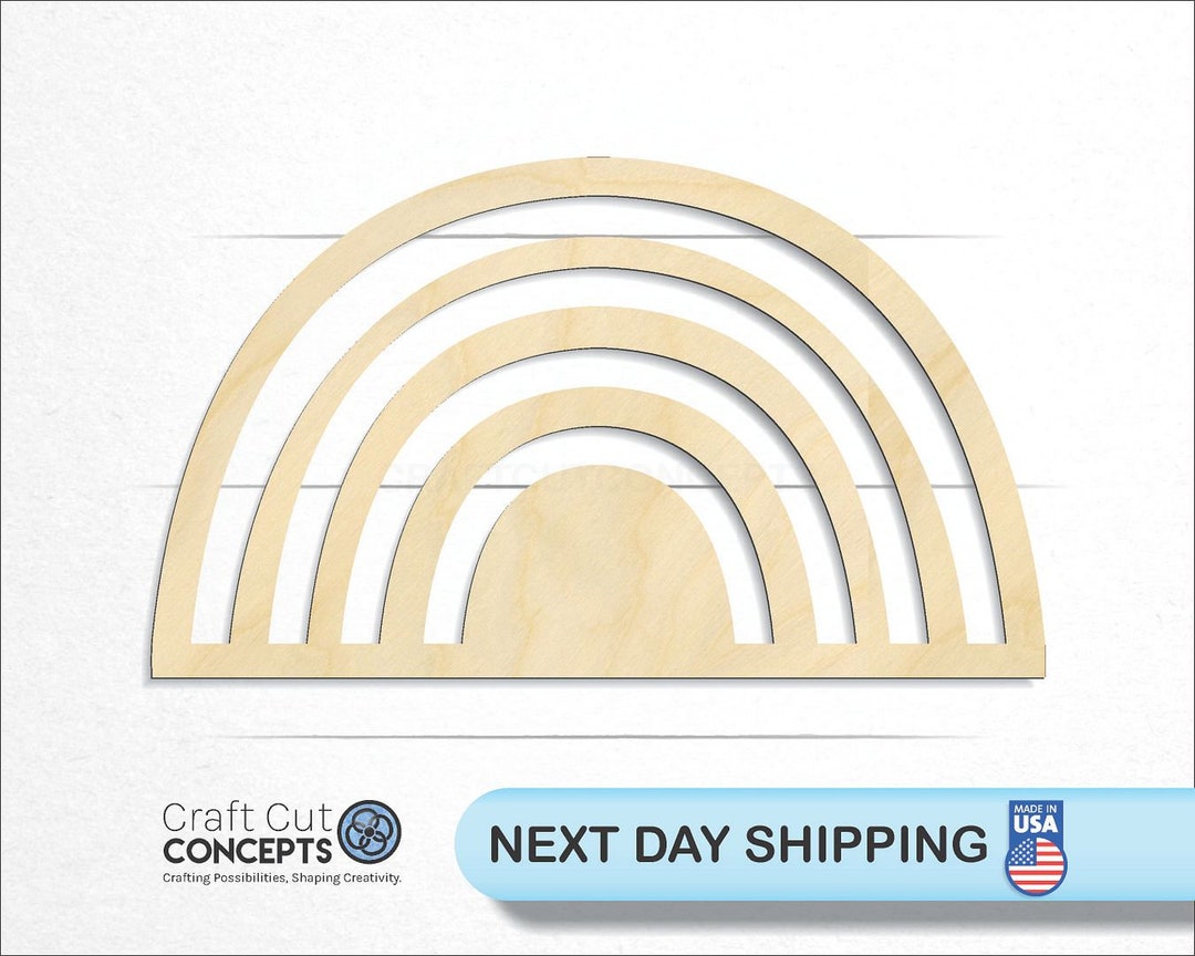 Inverted Rainbow Shape - Laser Cut Unfinished Wood Cutout Craft Shapes ...