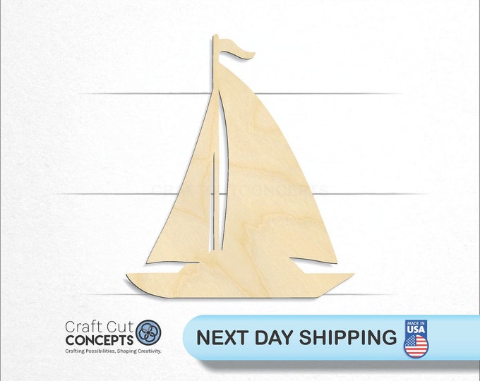 Unfinished Boat or Painted Wood Cutouts Set, Wooden Sailboat Jet Ski ...