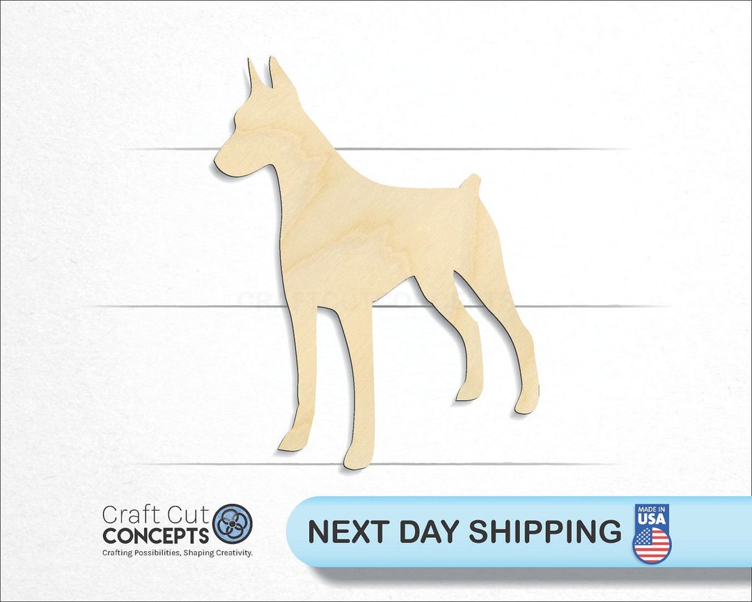 Doberman Dog - Laser Cut Unfinished Wood Cutout Craft Shapes - Etsy