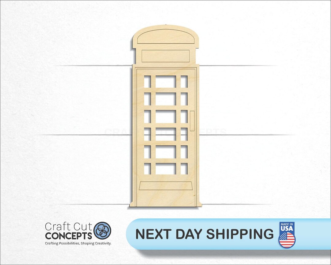 European English Phone Booth - Laser Cut Unfinished Wood Cutout Craft ...