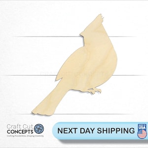 Perched Cardinal Bird - Laser Cut Unfinished Wood Cutout Craft Shapes ...