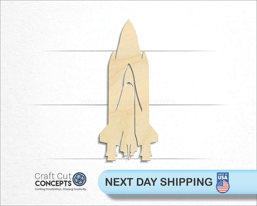 Space Shuttle Rocket Ship - Laser Cut Unfinished Wood Cutout Craft ...