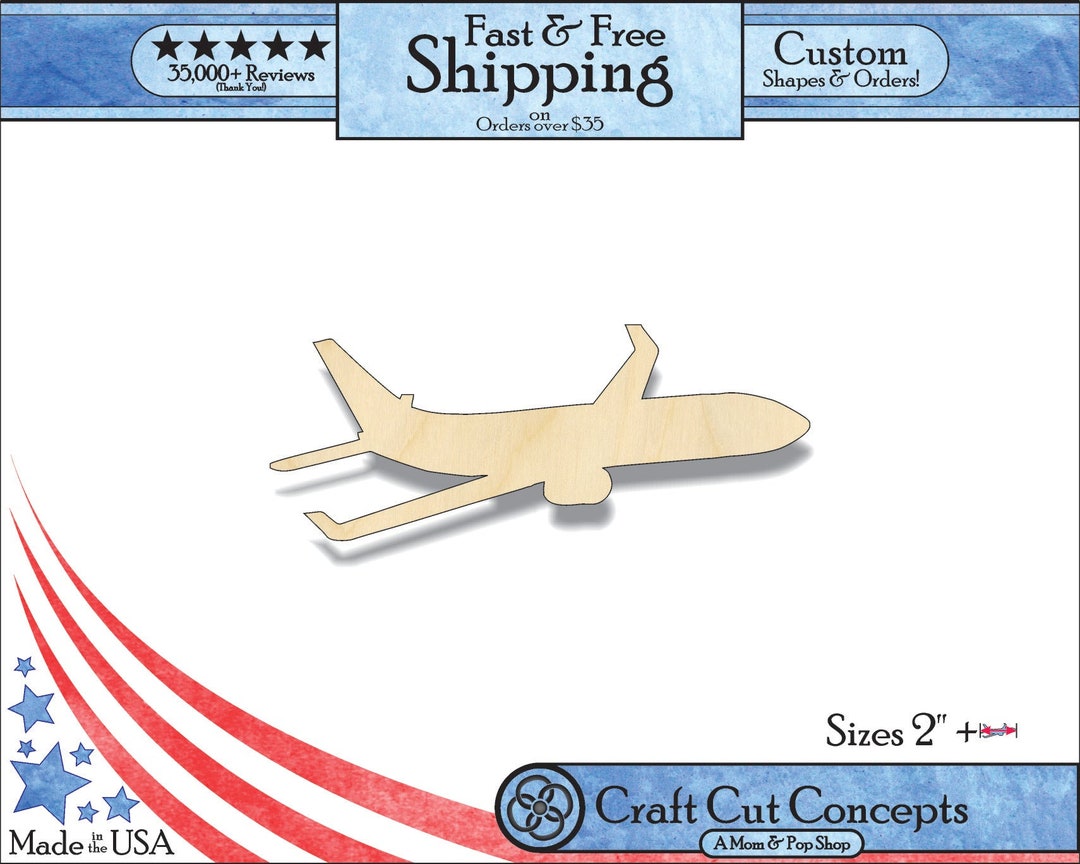 Airplane Shape Large & Small Pick Size Unfinished Wood Cutout Shapes ...