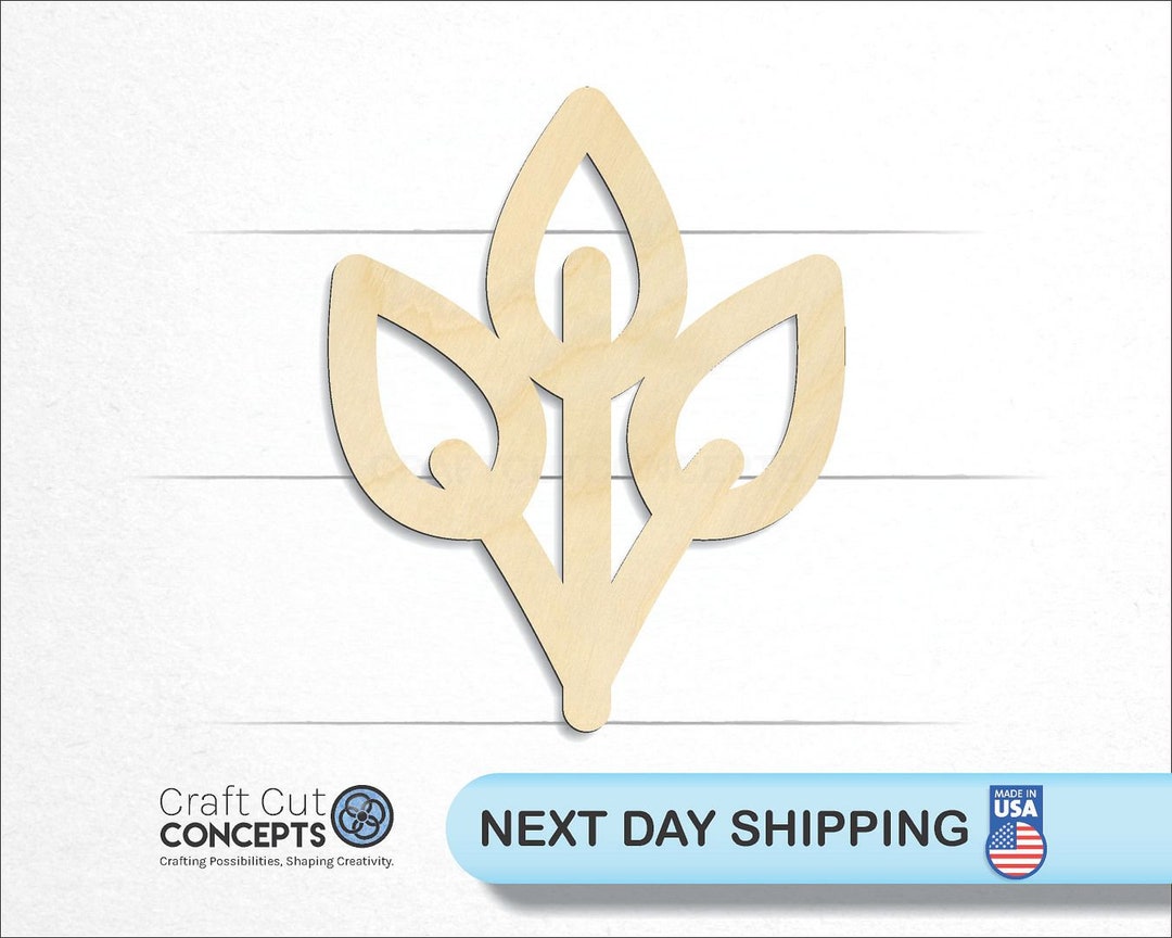 Three Leaf Branch - Laser Cut Unfinished Wood Cutout Craft Shapes - Etsy