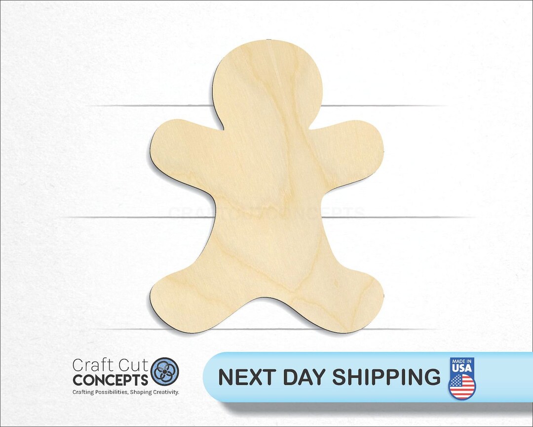 Basic Gingerbread Man - Laser Cut Unfinished Wood Cutout Craft Shapes ...