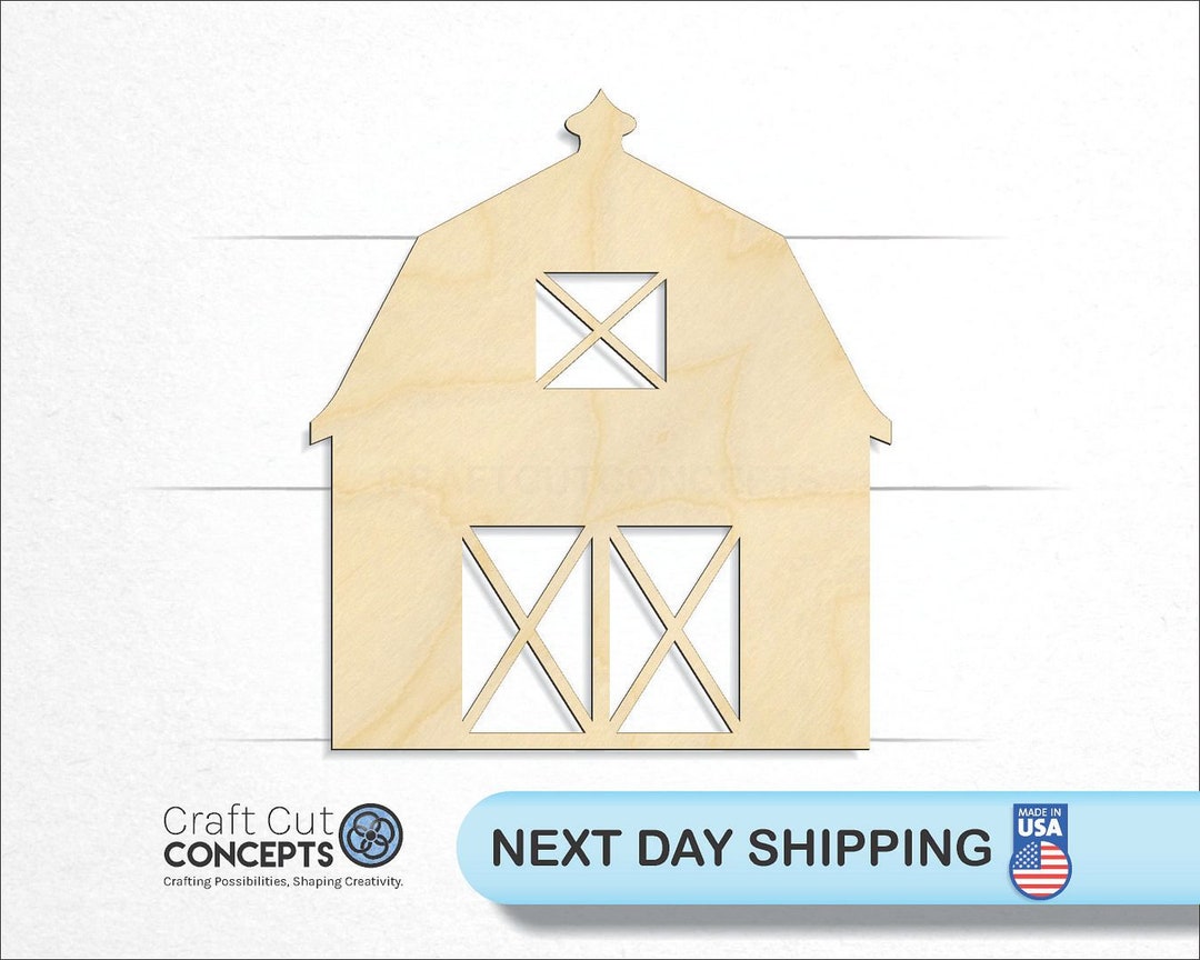 Barn With Doors - Laser Cut Unfinished Wood Cutout Craft Shapes - Etsy