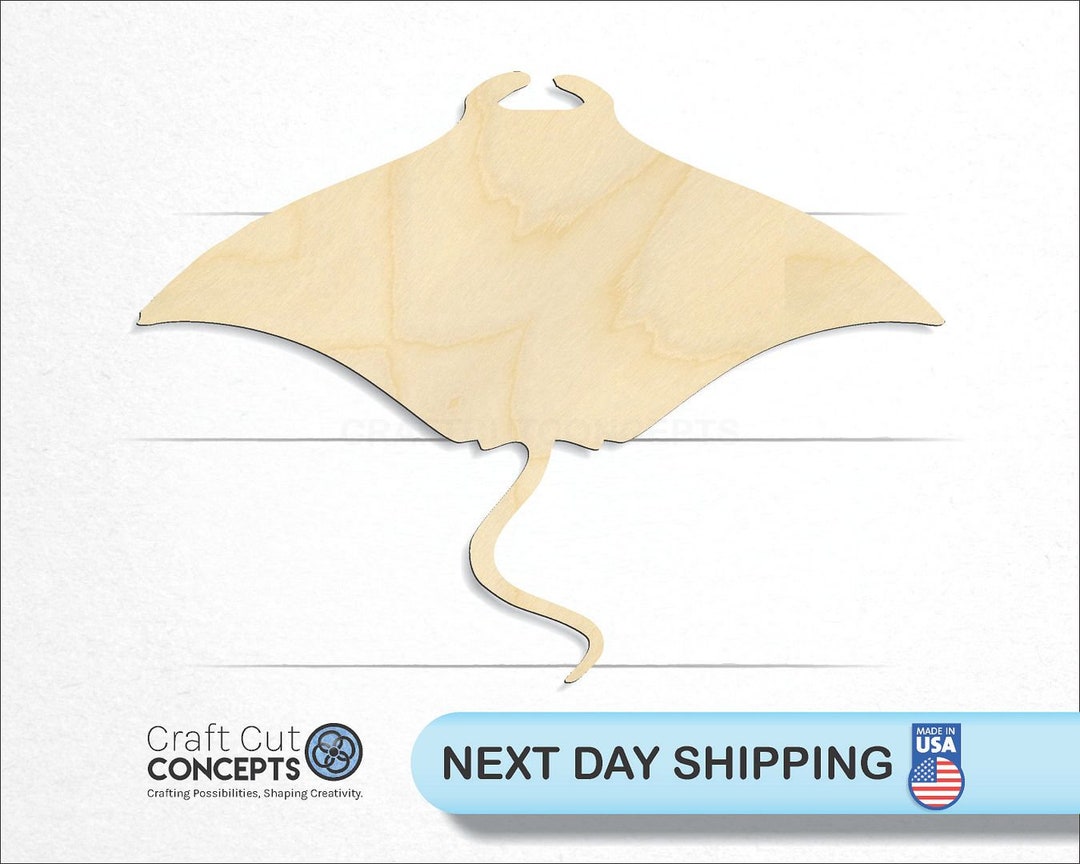 Manta Ray - Laser Cut Unfinished Wood Cutout Craft Shapes - Etsy