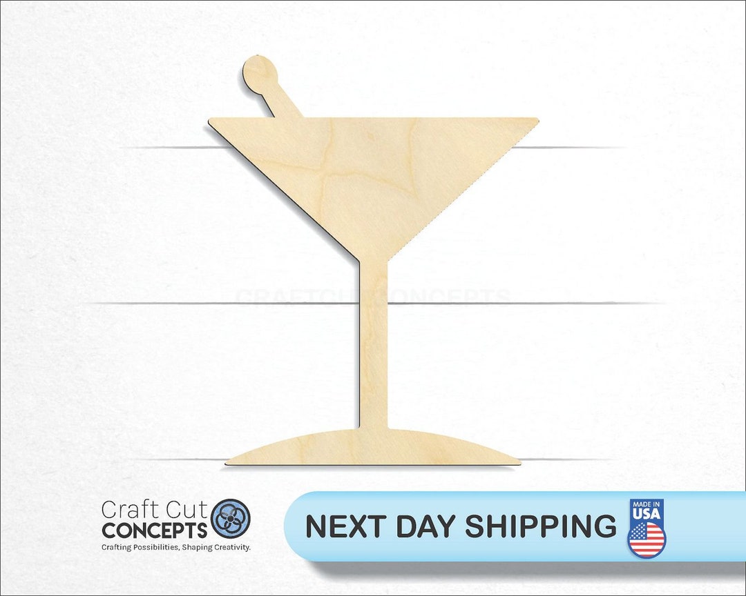 Martini Glass - Laser Cut Unfinished Wood Cutout Craft Shapes - Etsy