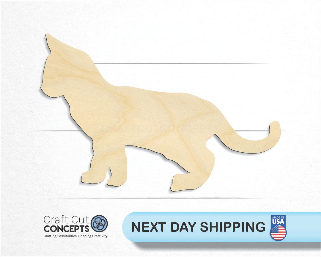 Kitten Cat - Laser Cut Unfinished Wood Cutout Craft Shapes - Etsy