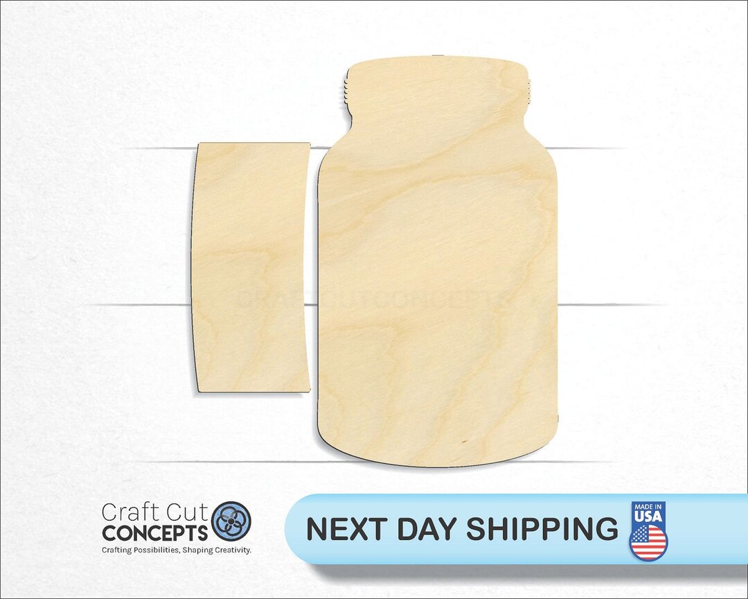 Mason Jar Shape With Label - Laser Cut Unfinished Wood Cutout Craft ...