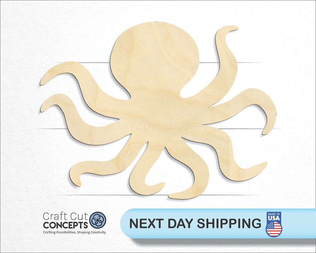 Octopus - Laser Cut Unfinished Wood Cutout Craft Shapes - Etsy